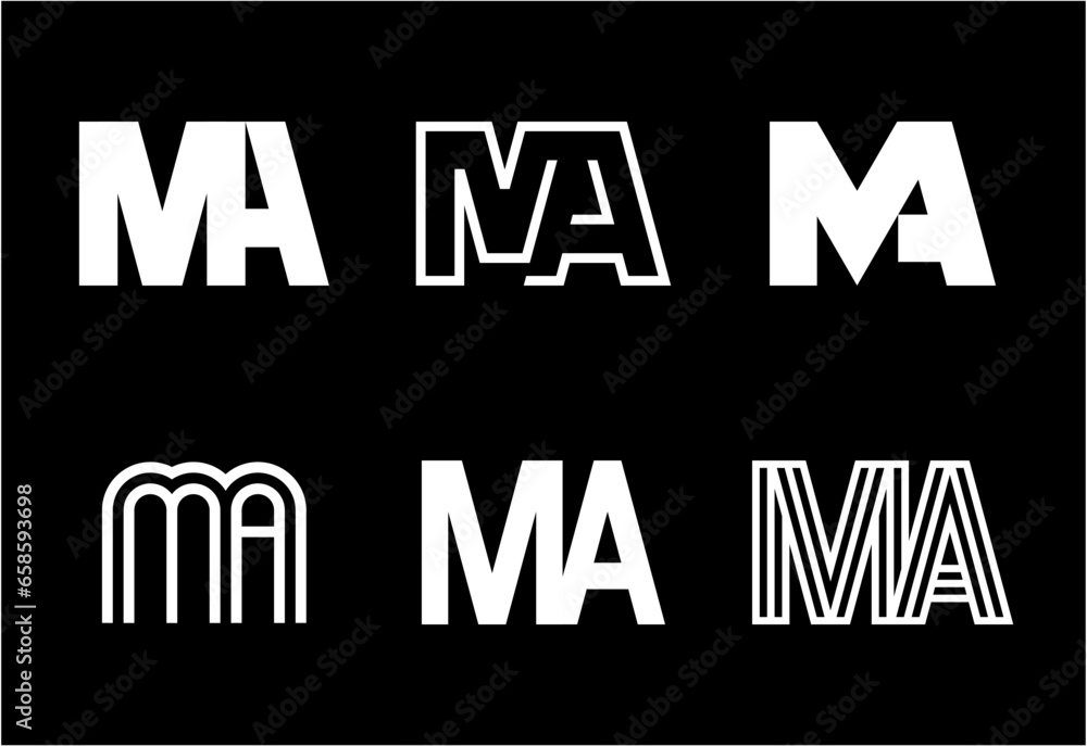 Set of letter MA logos. Abstract logos collection with letters ...