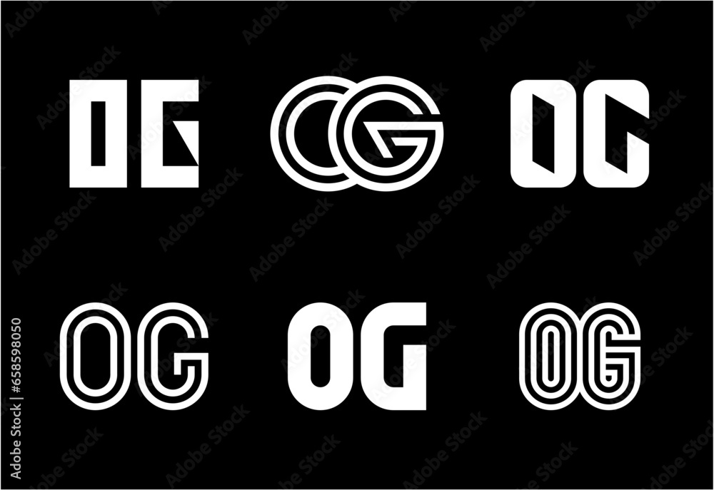 Set of letter OG logos. Abstract logos collection with letters ...