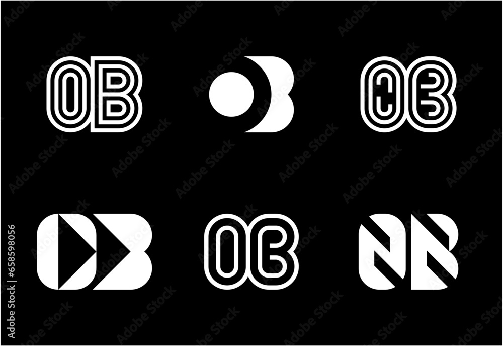 Poster Set of letter OB logos – Wall Art | UkPosters