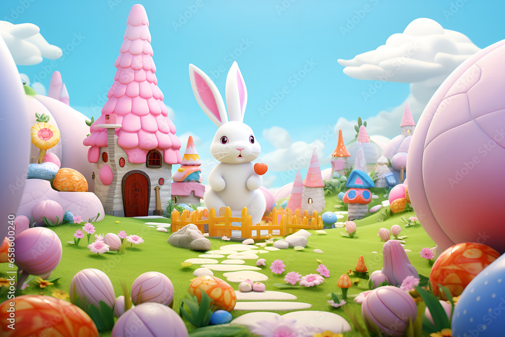 easter bunny with eggs, easter eggs and bunny, a bunny on an easter egg ...