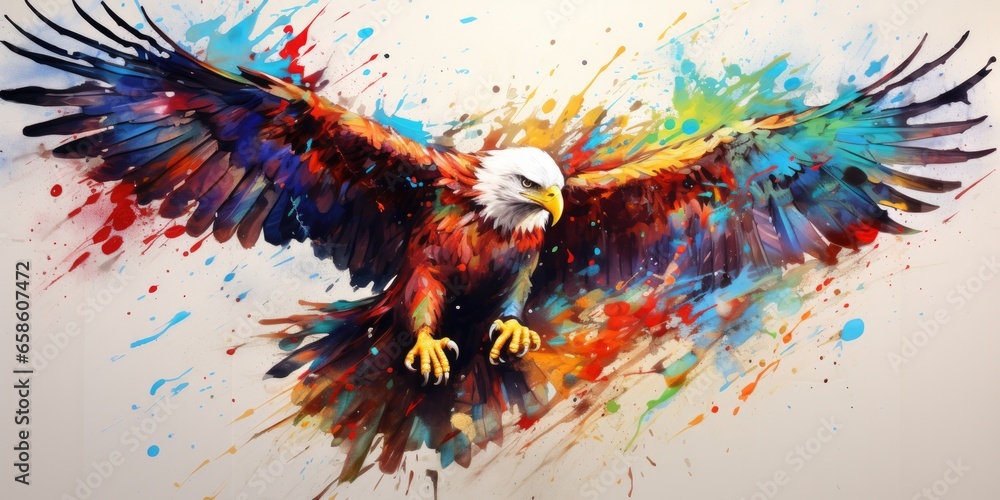 Painted colorful eagle animal, they show off in beautiful colors ...