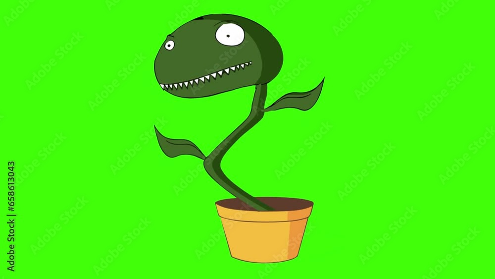Green Monster Plant Moving Animation On Green Screen 2d Animation Stock ...