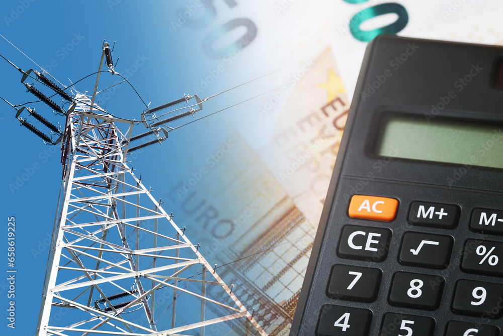 Electricity prices background. High cost of living. Household expenses ...