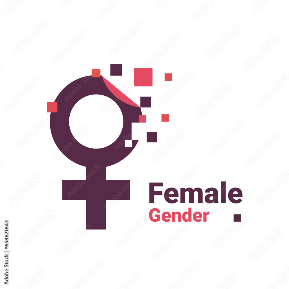 sign for female, pixel gender image logo icon isolated on white ...