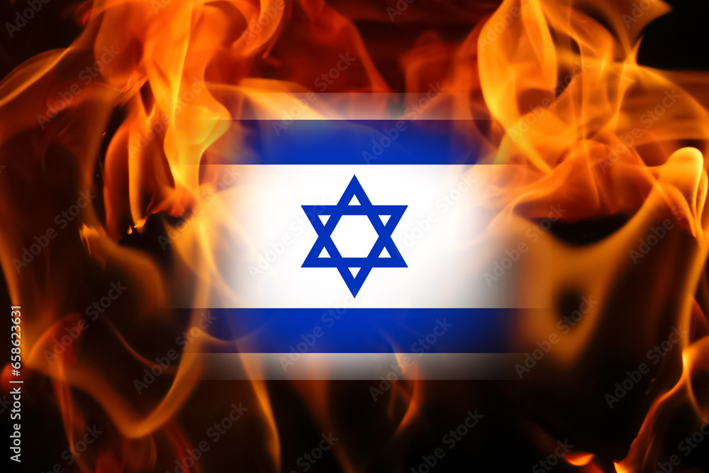 Palestine Israel war. Banner for design. Flame and fire. Israel flag ...