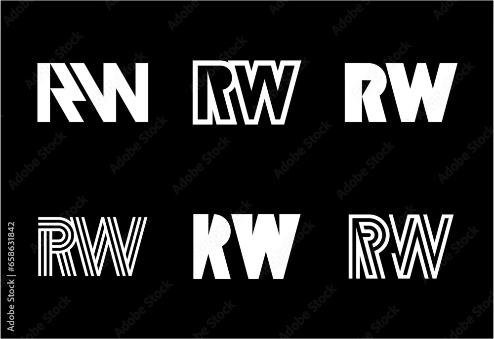 Set of letter RW logos. Abstract logos collection with letters ...