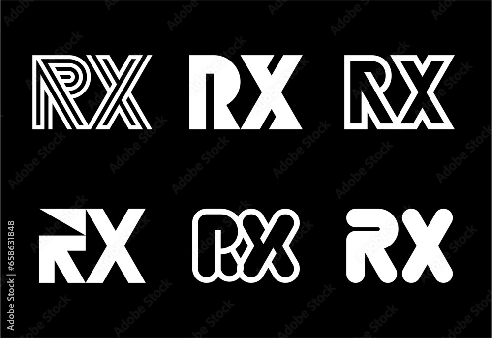 Set of letter RX logos. Abstract logos collection with letters ...