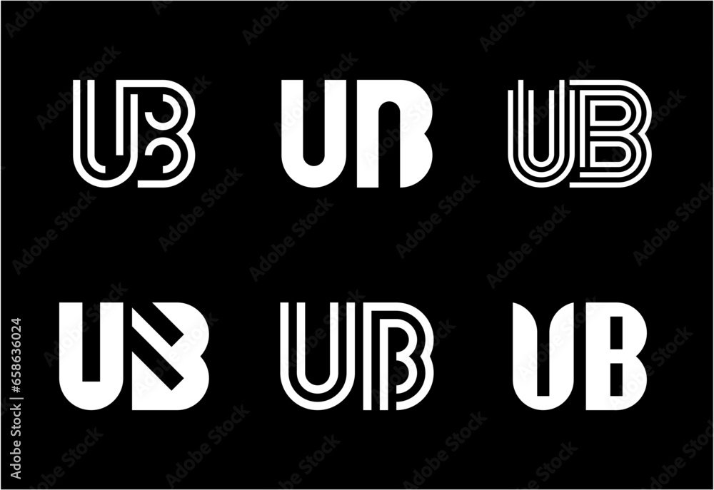 Set of letter UB logos. Abstract logos collection with letters ...