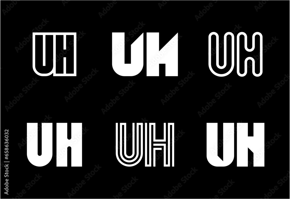 Set of letter UH logos. Abstract logos collection with letters ...