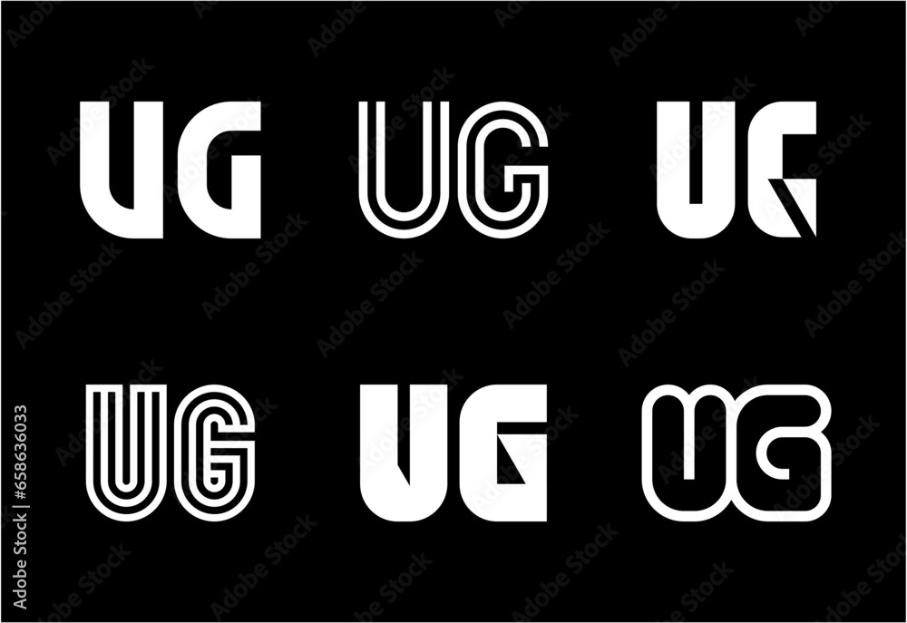 Set of letter UG logos. Abstract logos collection with letters ...