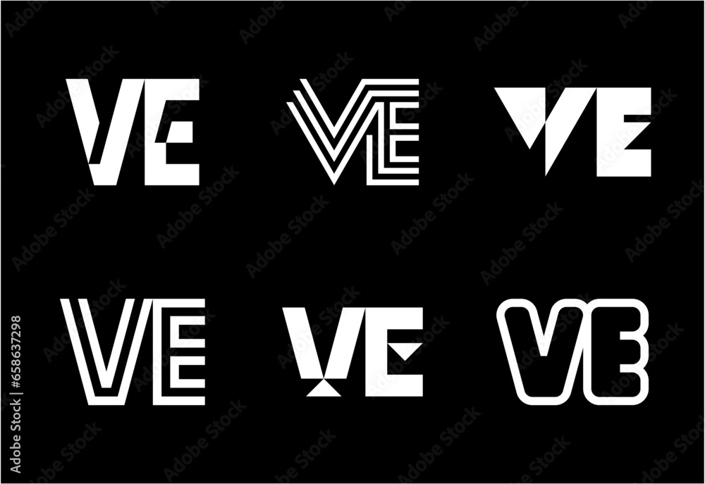 Set of letter VE logos. Abstract logos collection with letters ...
