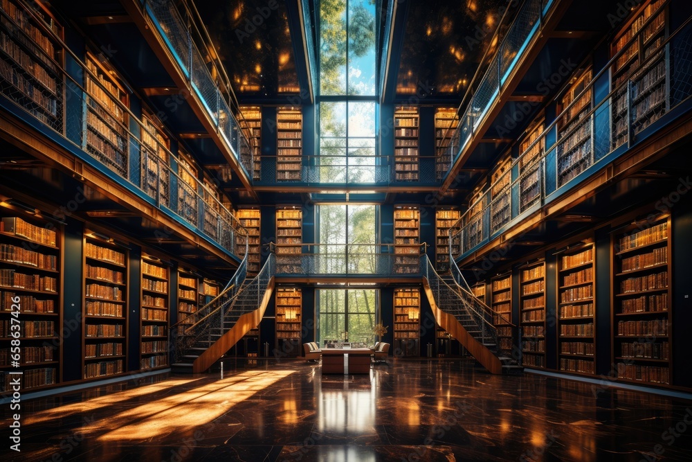 Explore the rich world of knowledge in this modern library. With its ...