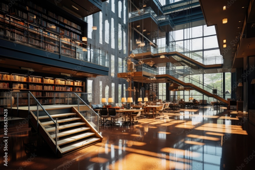 Explore the rich world of knowledge in this modern library. With its ...