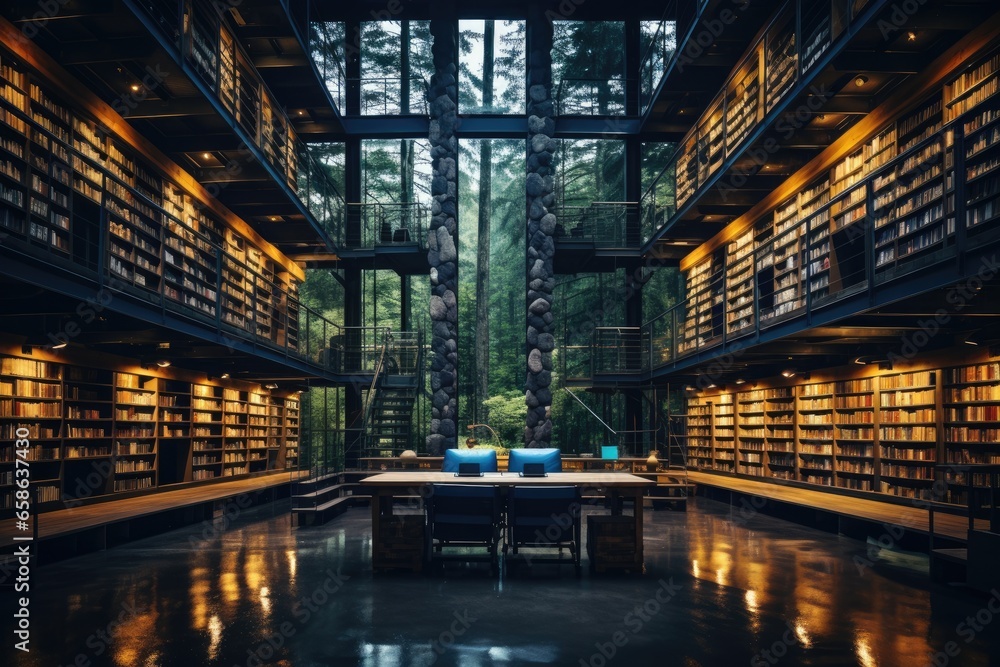 Explore the rich world of knowledge in this modern library. With its ...
