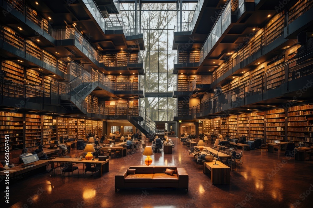 Explore the rich world of knowledge in this modern library. With its ...