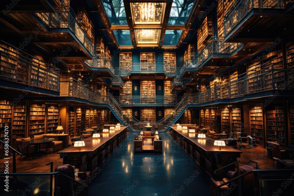 Explore the rich world of knowledge in this modern library. With its ...