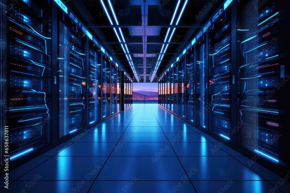 Explore the heart of digital infrastructure in a high-tech datacenter ...