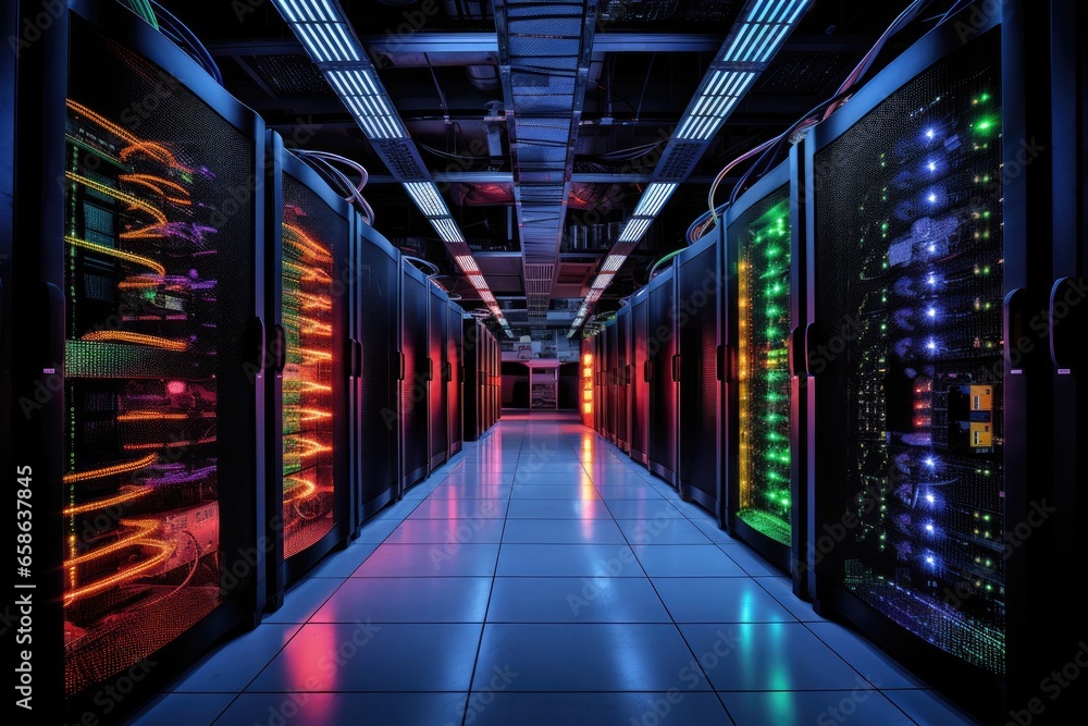 Explore the heart of digital infrastructure in a high-tech datacenter ...