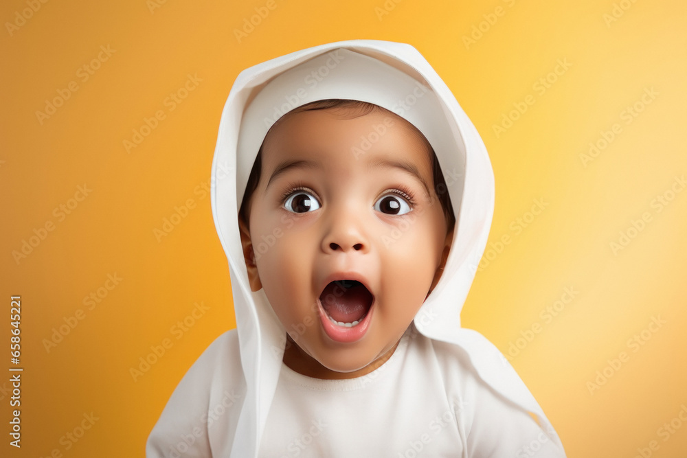 Cute little boy giving shocking and surprised expression Stock Photo ...