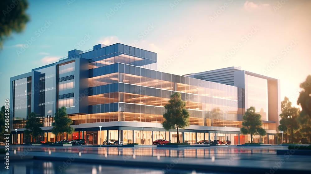 Mall Architectural high - rise shopping center or large office building ...