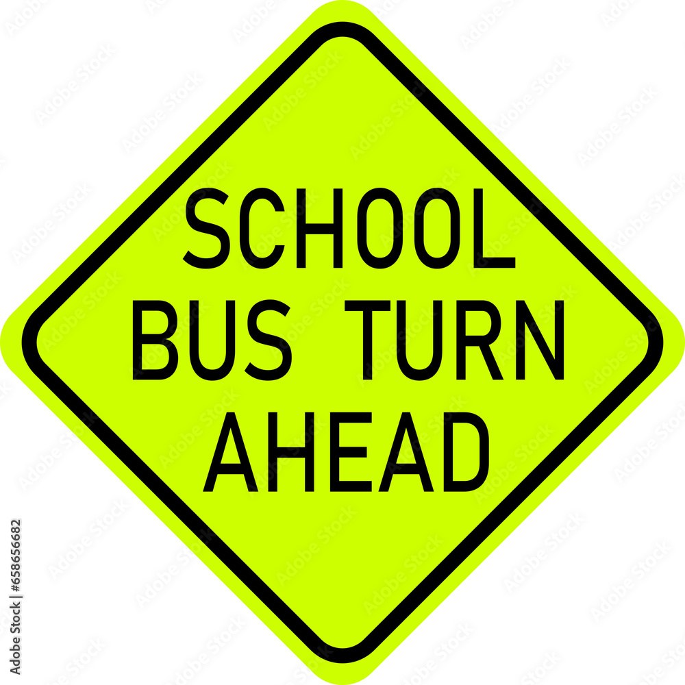 Transparent PNG of a Vector graphic of a USA School Bus Turn Ahead ...
