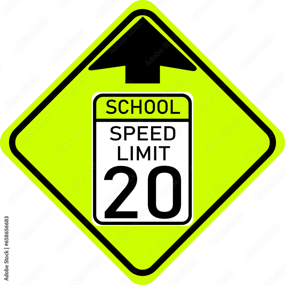 Transparent PNG of a Vector graphic of a USA School Speed Limit Ahead ...
