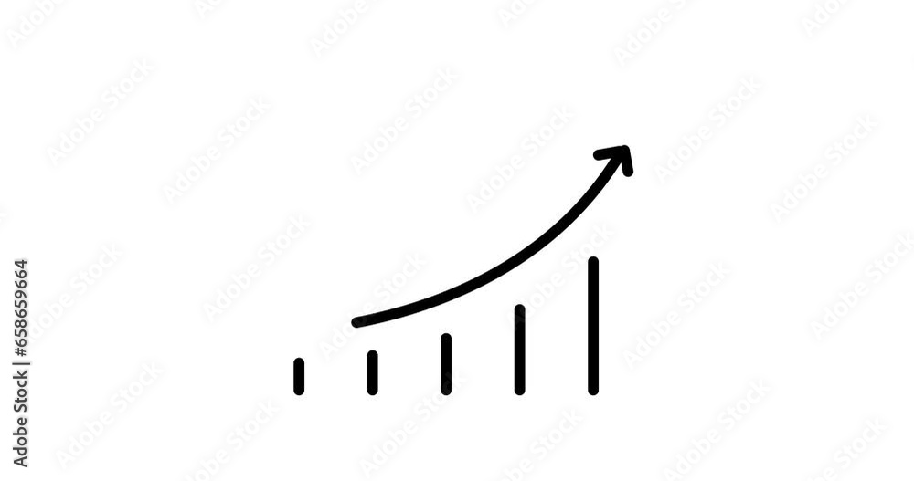 growth chart animated outline icon with alpha channel. growth chart 4k ...