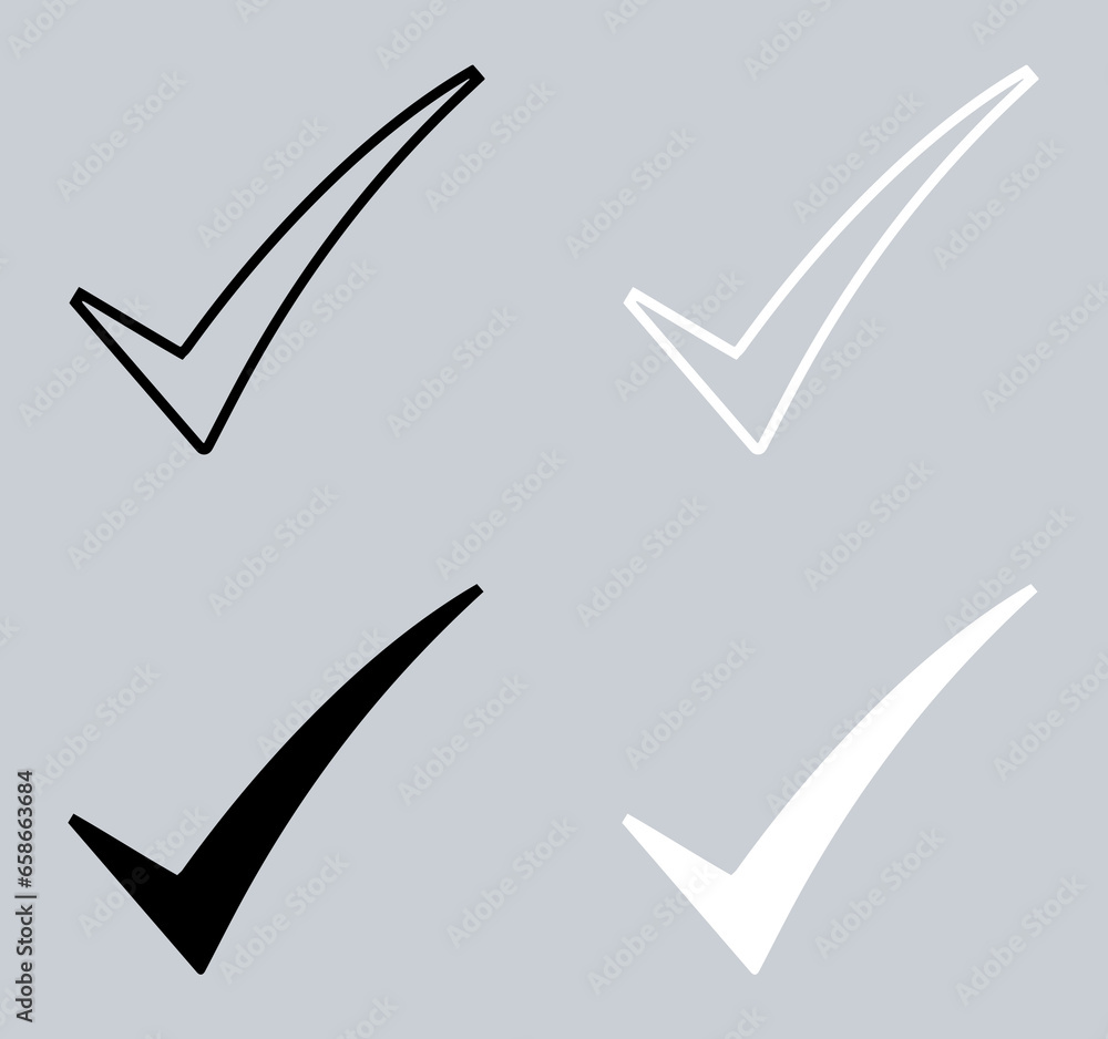 Set of Check mark icon. Check mark icon sign symbol in trendy flat ...