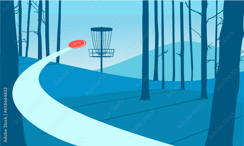 Great editable vector flat of discgolf throwing illustration with ...