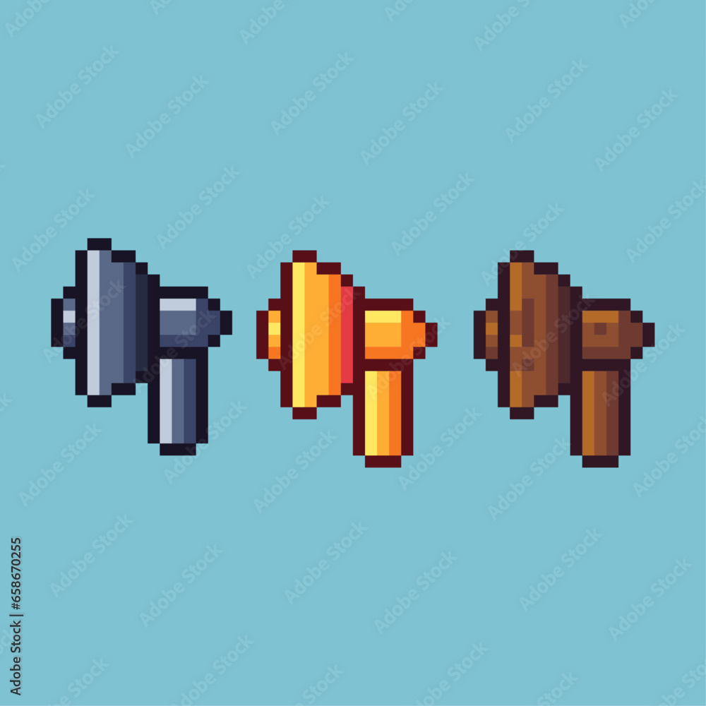 Pixel art sets of speaker sound icon with variation color item asset ...