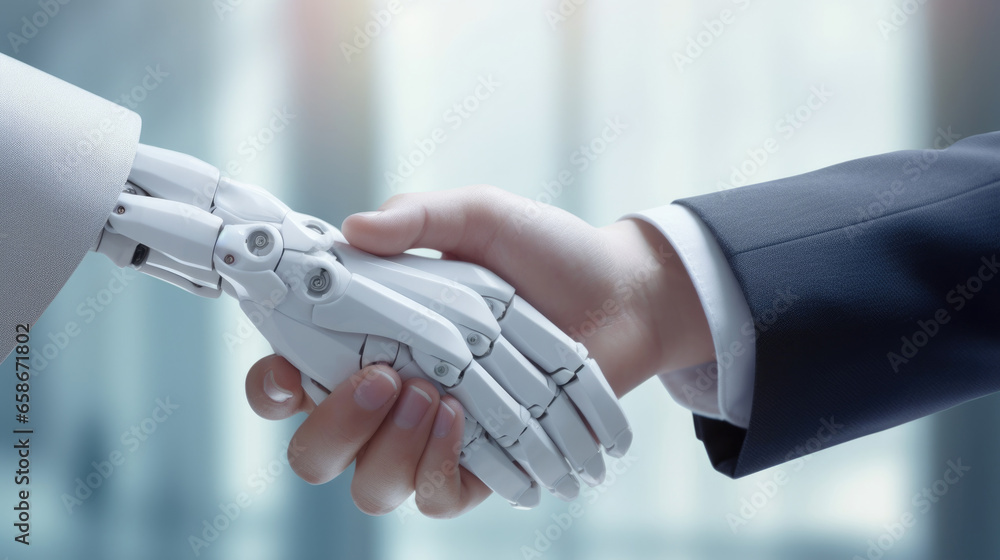 Digital robot handshake human background futuristic digital age robot ...