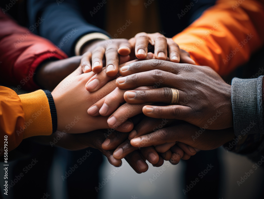 Unity in Diversity: Hands Stacked Together Symbolizing Teamwork and ...