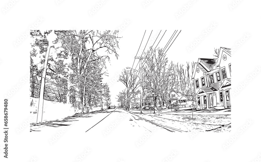 Building view with landmark of Saratoga Springs is the city in New York ...