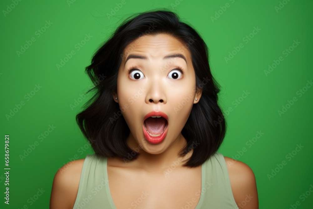 Young Asian woman shocked surprised face portrait Stock Photo | Adobe Stock