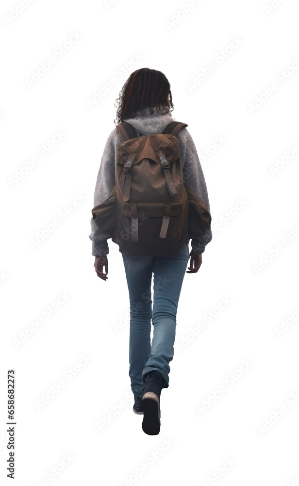 pretty black African american teen girl rear view. walking away ...