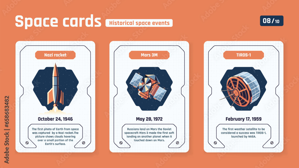 Exploring the Cosmos-Depicting Three Key Historical Space Events-Vector ...