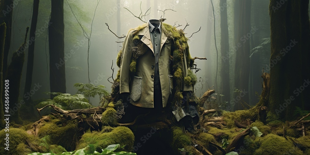 Tailor designing clothes from materials found in nature, concept of Eco ...