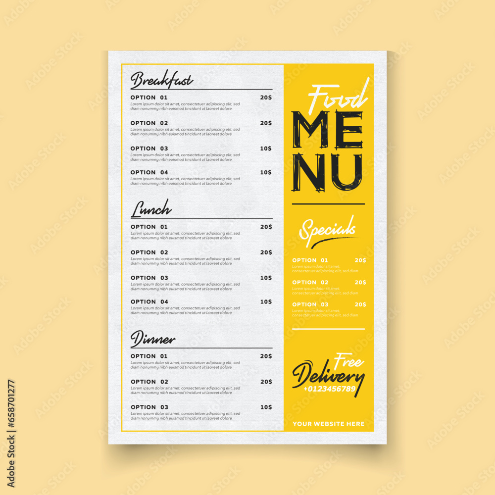 fully editable Restaurant food menu card template vector for restaurant ...