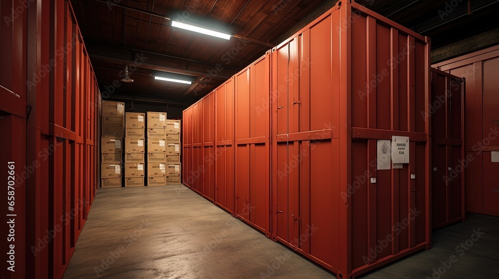 Interactive visual representation of a small storage space with boxes ...