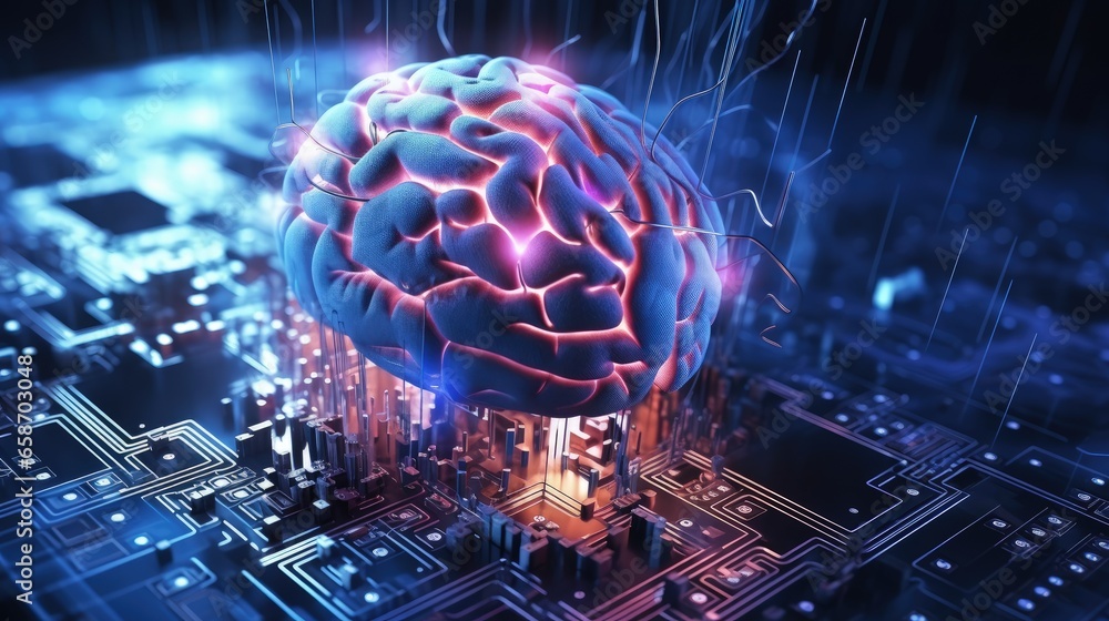 Artificial intelligence progress of AI brain in machine deep learning innovation internet of ...