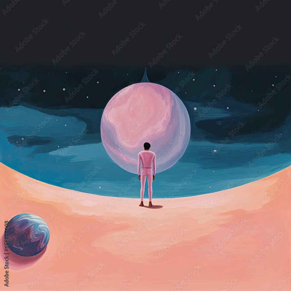 ภาพประกอบสต็อก An illustration of a space traveler. A lonely ...