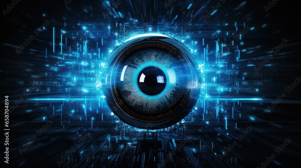 Abstract 3D illustration Symbolic concept of cyber espionage hacking ...