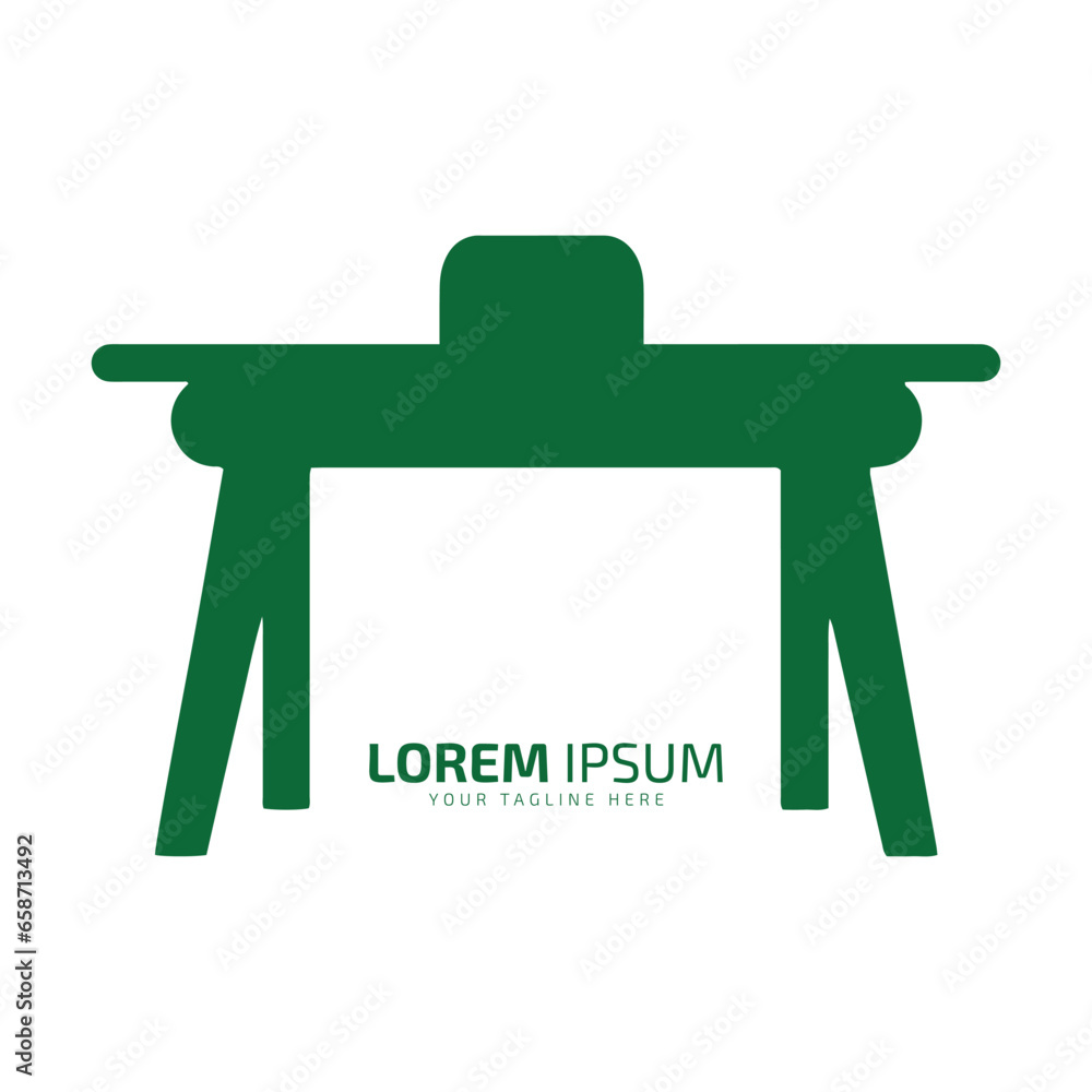 Minimal and abstract logo of desk icon table vector office table ...