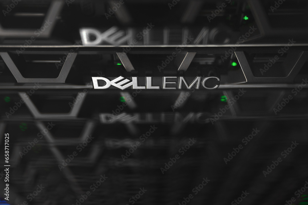 Brno, Czech Republic - June 26 2021: A view of the front panels of DELL EMC servers. Stock Photo ...