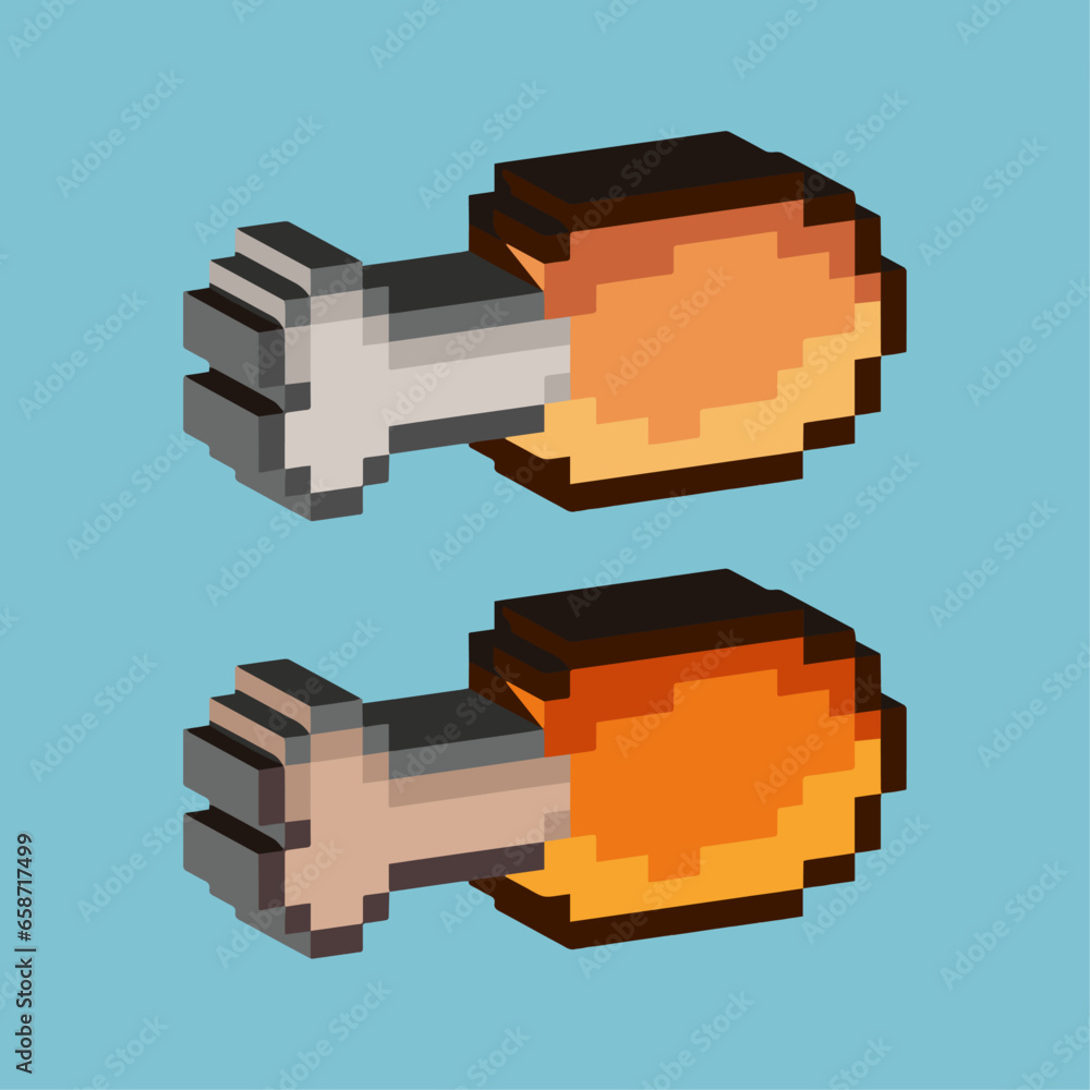 Isometric Pixel art 3d of meat food for dugeon loot items asset. simple ...