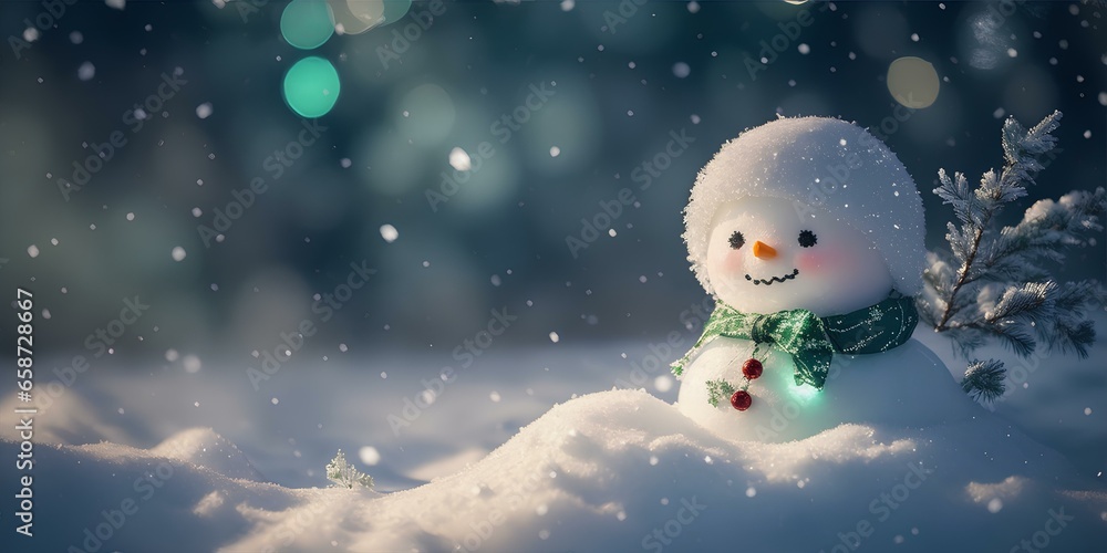 Christmas background of light snowfall falling with beautiful bokeh, a ...