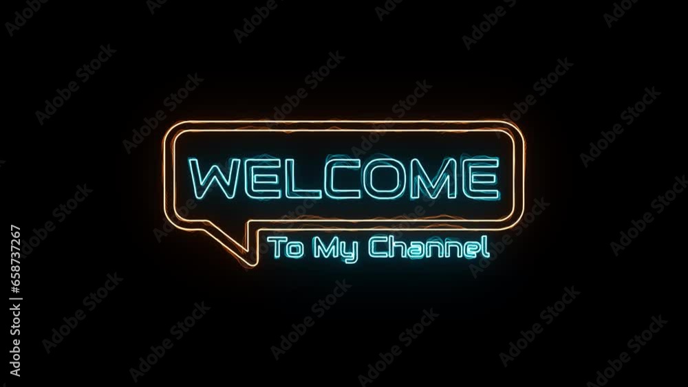 welcome to my channel neon sign animation. luxury welcome text ...