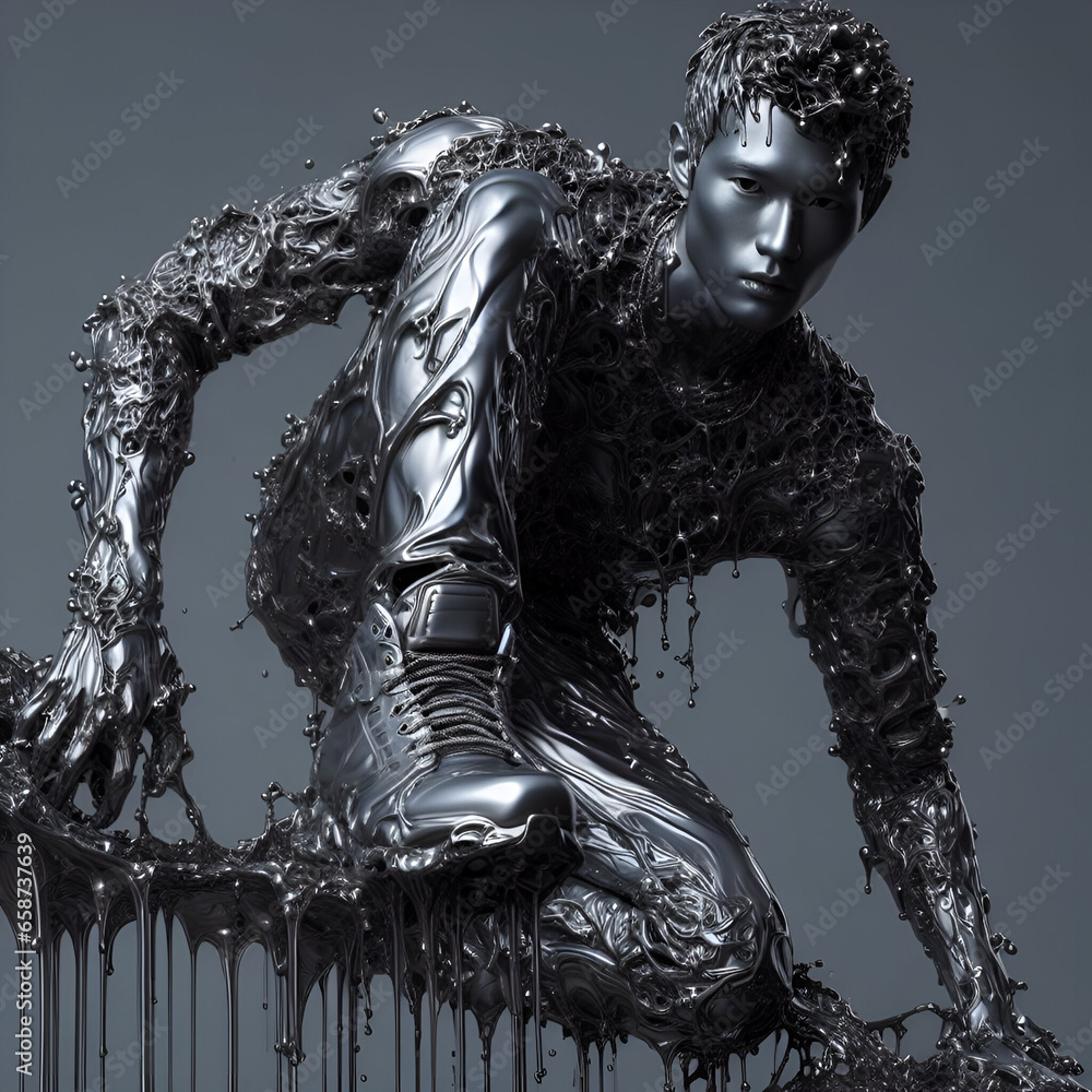 Abstract Distorted Surreal Cascading Droplets Shimmering Lustrous ...