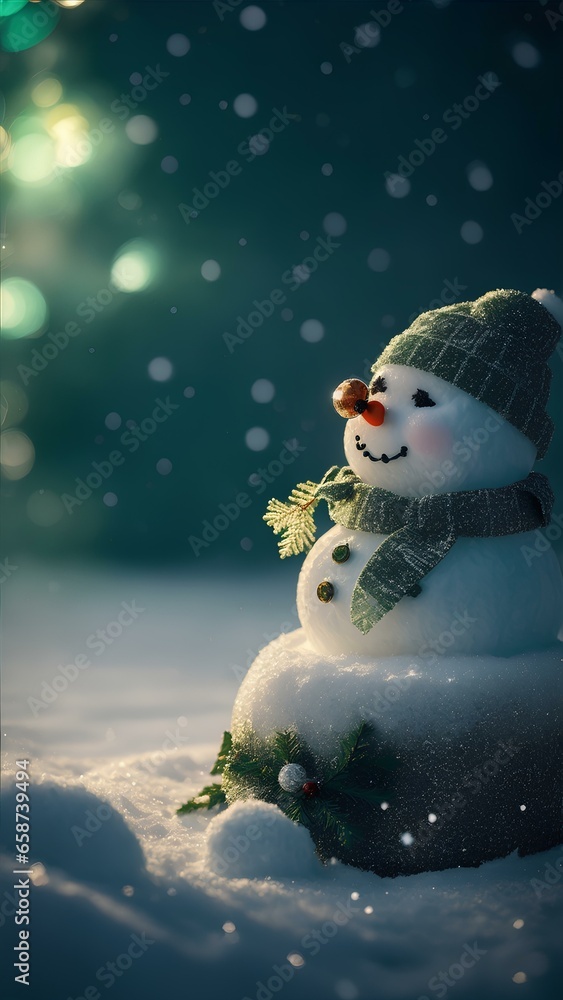 Christmas background of light snowfall falling with beautiful bokeh, a ...