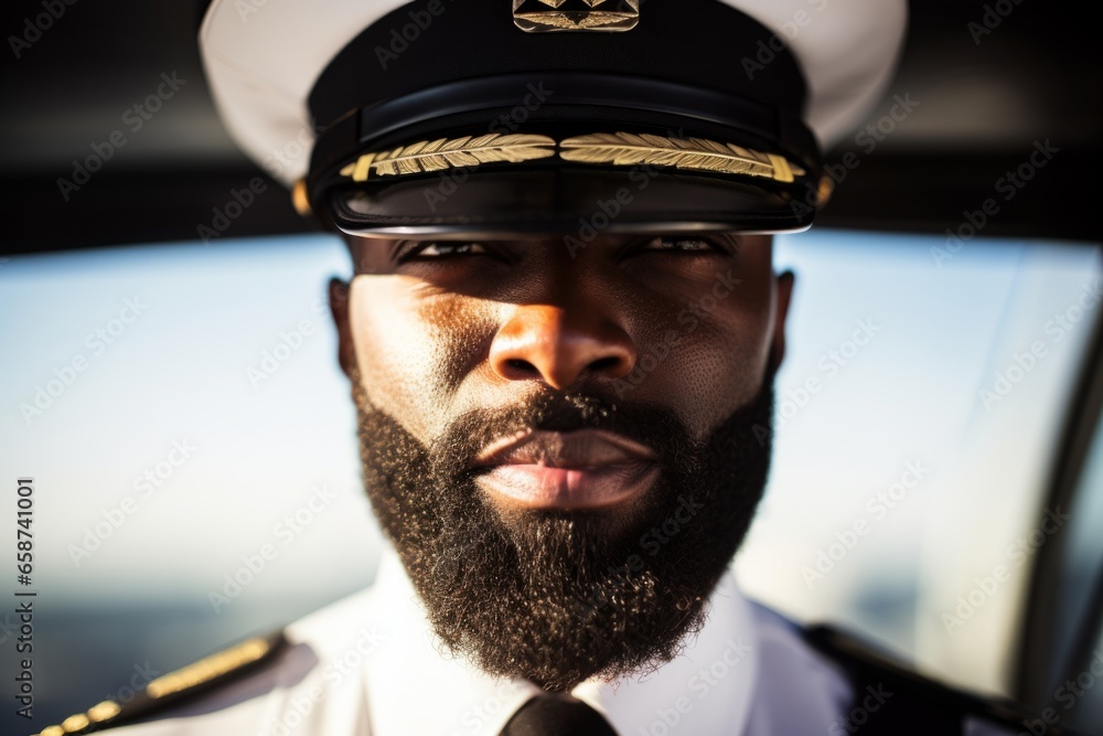 Close up portrait serious confident African American mature man male ...